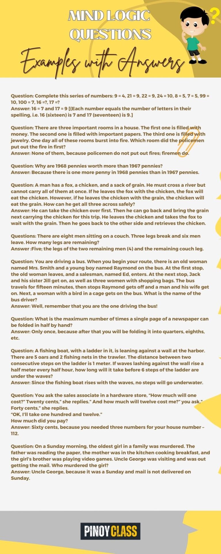 Best Logic Questions with Answer - Tagalog - Pinoy Class