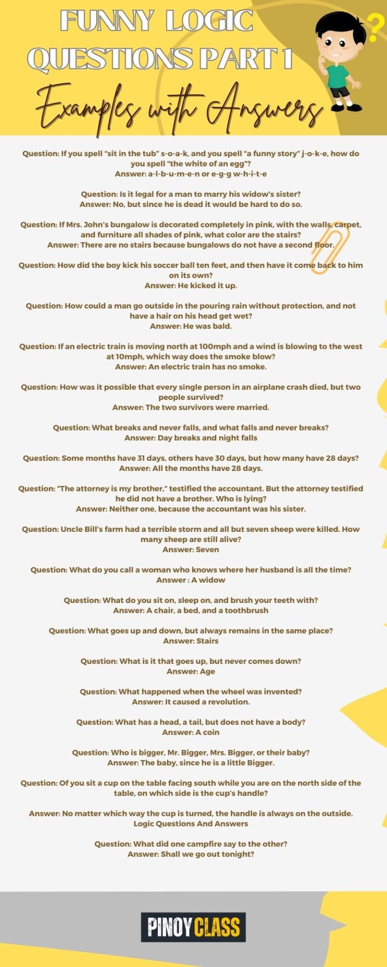 Best Logic Questions with Answer - Tagalog - Pinoy Class